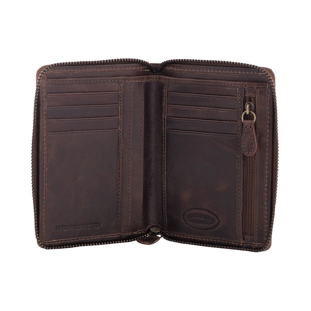 Unisex Men’s Women’s RFID Genuine Leather Wallet Zipper Clutch Purse ...