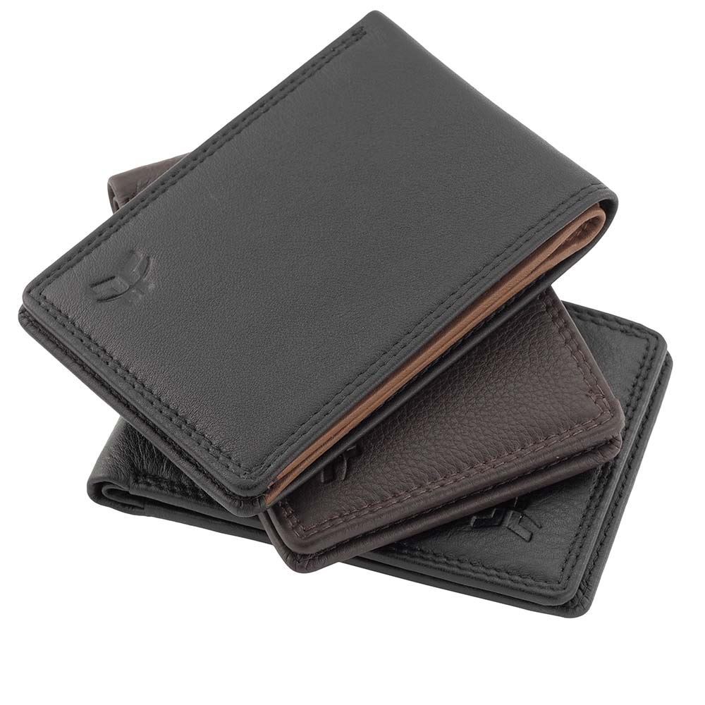 RFID Genuine Men's Soft Leather Small Slimmest Wallet [Colour: Black]